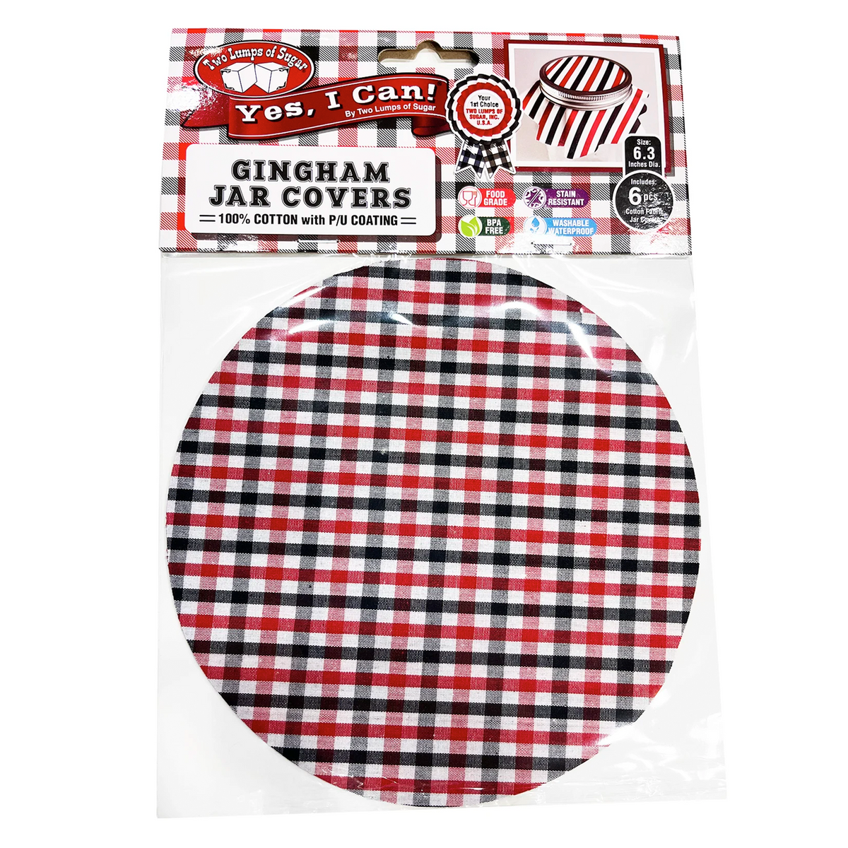 Black Red White Check Mason Jar Coated Fabric Cover - 6 pack – Two ...